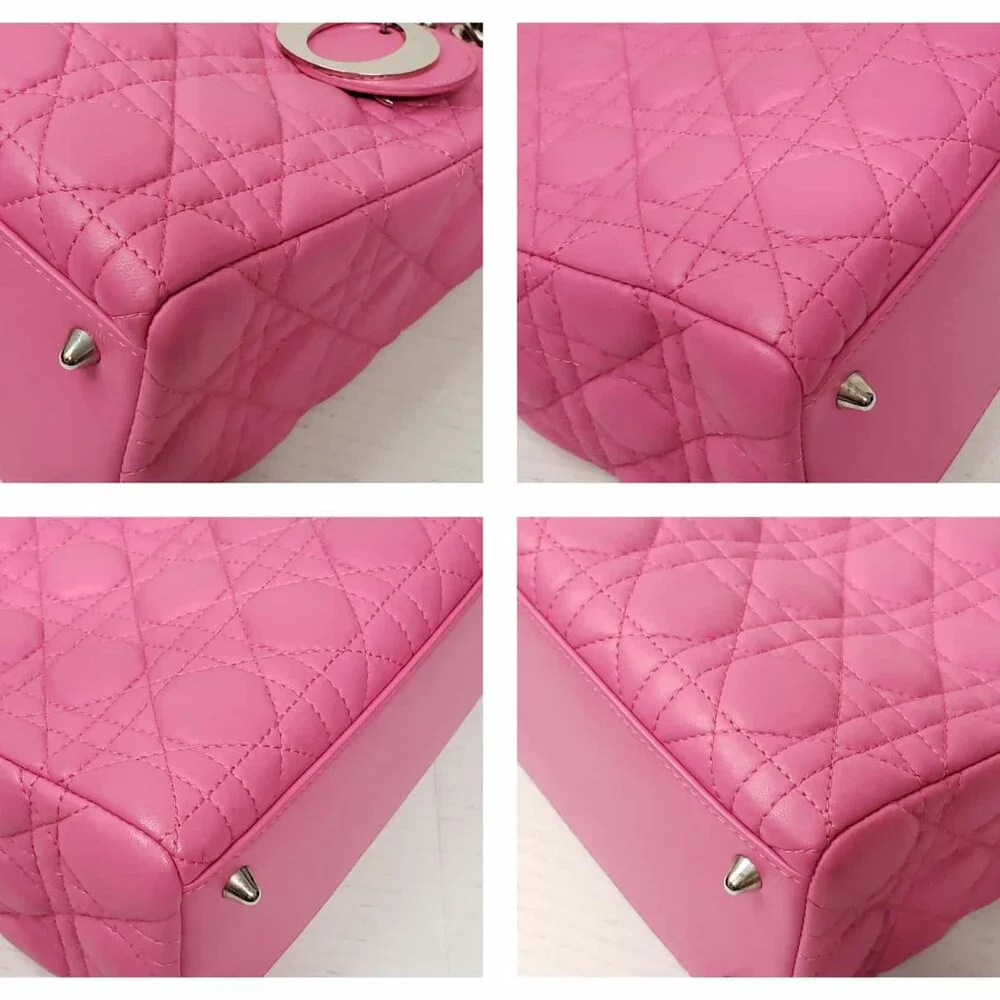 Dior | Bags | Authentic Dior Lady Dior Pink Cannage Leather Medium Bag ...
